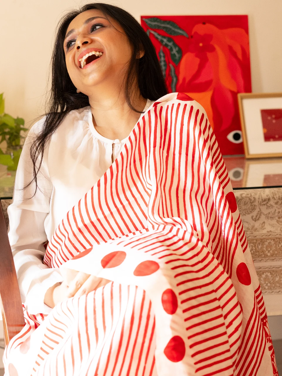 Red and White Silk Saree - Online Handcrafted Luxury Store I Women and ...