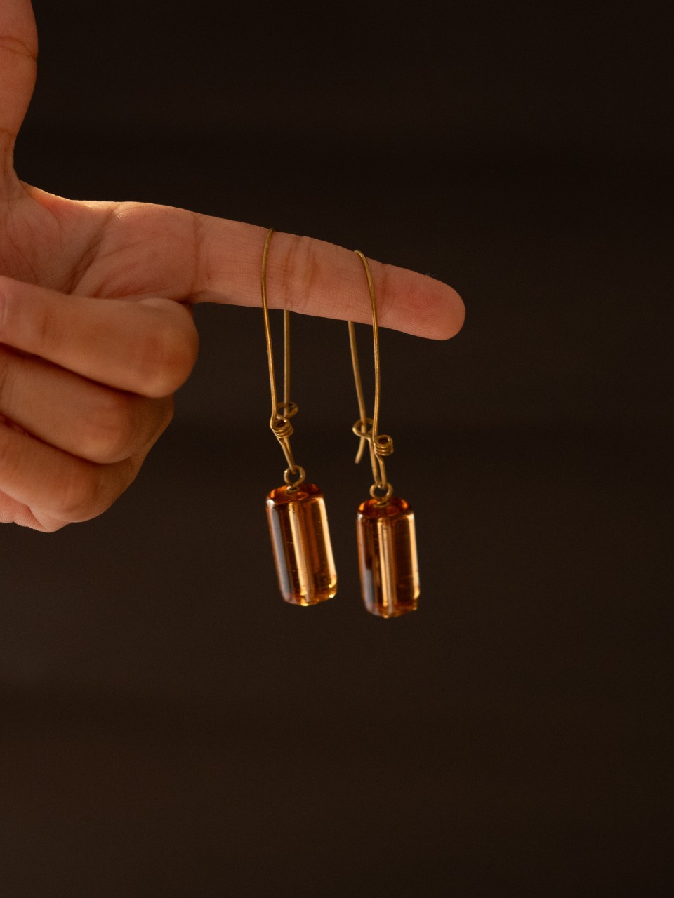 Citrine Brass Drop Earrings - Online Handcrafted Luxury Store I Women ...